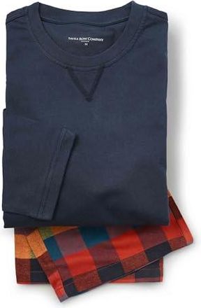 The Savile Row Company Ensemble pyjama de luxe 100 % coton doux pour homme avec pantalon et t-shirt, Carreaux multicolores, S