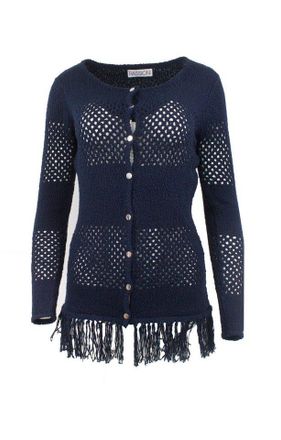 Passioni Strickjacke Eleganter Passioni-Strickcardigan in Marineblau mit Fransendetail