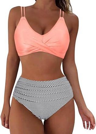 Generic Ensemble bikini pour femme sexy et &eacute;l&eacute;gant - Deux pi&egrave;ces - Triangle - Col en V - Push Up - Bikini Curvy - Maillot de bain - Haut de bikini avec rembou