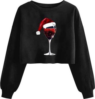 Generic Sweat-shirt à col rond pour femme - Sweat-shirt de Noël amusant pour femme - Joli sapin de Noël - T-shirt graphique décontracté à manches longues - Ch