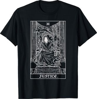 The Ghoulish Garb Gerechtigkeits-Tarot Karte Sensenmann Halloween Gothic Horror Okkult T-Shirt