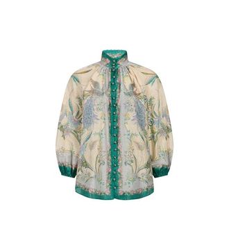 Zimmermann Blouse Billow Indra &agrave; imprim&eacute; floral en coton m&eacute;lang&eacute;