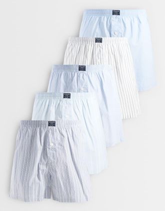 Abercrombie & Fitch lot de 5 cale&ccedil;ons tiss&eacute;s bleus