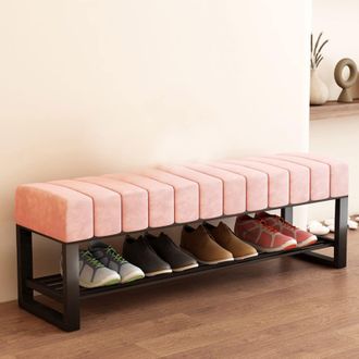 Generic Schuhregal im Eingangsbereich mit gepolstertem Sitz, 2-stufige Aufbewahrungsbank mit Samtoberseite, Schuhbank mit gro&szlig;er Kapazit&auml;t im Schlafzimmerflur