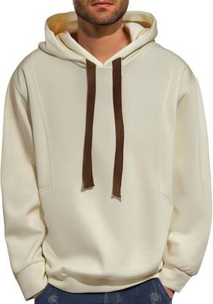 Generic Sweat &agrave; capuche l&eacute;ger uni pour homme - En coton - Coupe ample - D&eacute;contract&eacute; - Manches longues - Avec v&ecirc;tements pour entra&icirc;nement int&eacute;rieur et ext&eacute;rieu