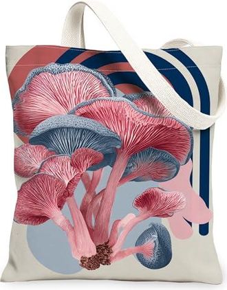 Generic Sacs fourre-tout modernes en toile de champignon, impression botanique artistique, sacs d&eacute;picerie r&eacute;utilisables, respectueux de lenvironnement, l&eacute;gers