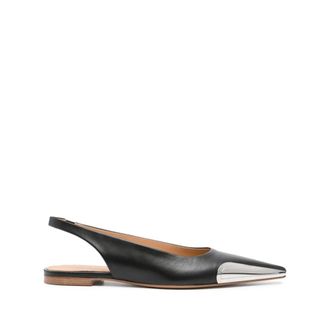 Off-white Schwarze Lederballerinas Mit Spitzer Zehen Sandalen - - Shoes - Damen - Schwarzk - 40 EU
