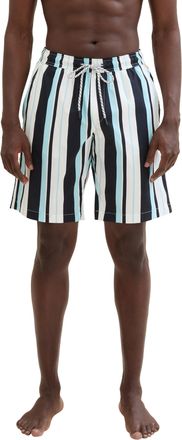 Tom Tailor Herren Basic Badeshorts, teal multi block stripe, XS