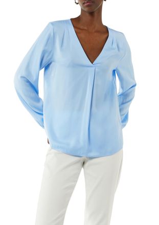 Comma Satinbluse mit V-Ausschnitt