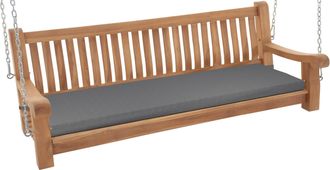Clp Schaukelbank wetterfest Joyce mit Sitzkissen, robust massiv Teakholz, mit Armlehne und Ketten, Gartenbank für Terrasse und Balkon, Farbe:dunkelgrau, G