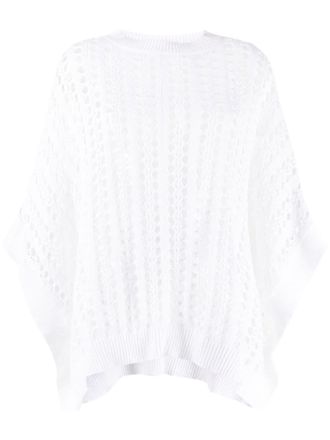 Brunello Cucinelli Gestrickter Poncho - Weiß