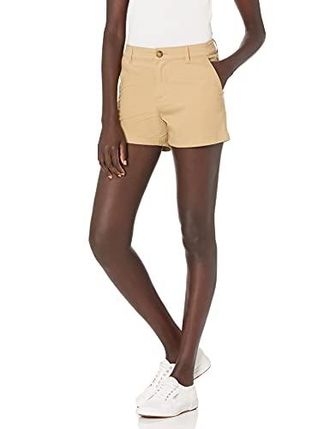Amazon Essentials Short Kaki Taille Mi-Haute Coupe Ajustée Entrejambe 9 cm Femme, Brun Kaki, 40-42