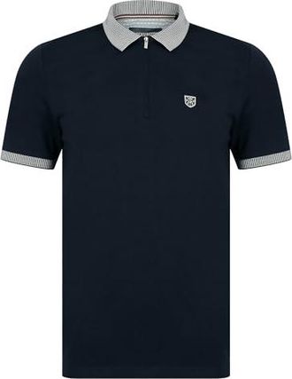 Kensington Eastside Yerwood Polo en jersey de coton avec col zipp&eacute; pour homme, Sky Captain Navy, M