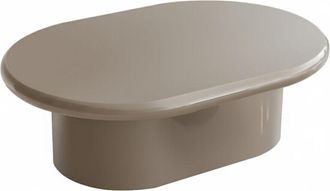 Oviala Table basse ovale 100 x 70 cm en MDF effet laqu&eacute; taupe