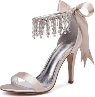 Generic Chaussures De Mariage Escarpins Femme Sandales Mariée Bride Cheville Dress Fête Aiguille Talon10.5CM,Champagne,39 EU