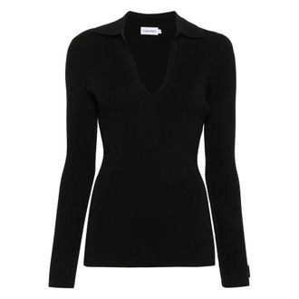 Calvin Klein L&auml;ssiger schwarzer Pullover - - Knitwear - Damen - Schwarzk - M