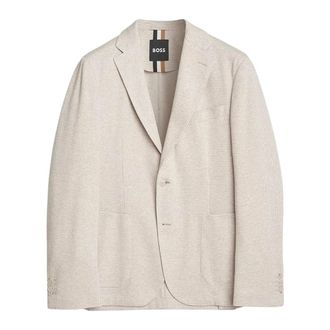 HUGO BOSS Blazer ajust&eacute; en m&eacute;lange de coton pied-de-poule - Homme - Vestes - Beige - Taille: 3XL