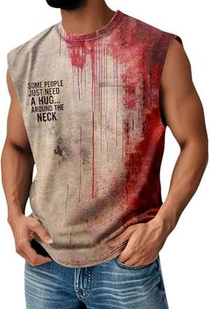 Generic Costume dHalloween pour homme - Chemise sans manches avec imprimé sanglant - T-shirt confortable et léger - Haut amusant pour les fêtes, les blagues e