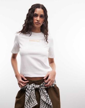 Barbour Nova - Kurz&auml;rmliges T-Shirt in Wei&szlig; mit Logo