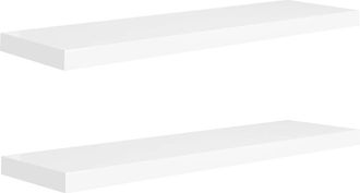 Generic Schwebendes Wandregal, 4 St&uuml;ck, MDF, Hochglanz-Wei&szlig;, Schwebendes Regal, 23/40/50/60/80/90/120 cm, Wandregal f&uuml;r Wohnzimmer/Arbeitszimmer/Bad/K&uuml;che (90