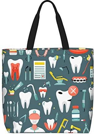 Generic Sac Fourre-Tout Compatible Avec Les Dents Dentaires Sans Jointure Sac &Agrave; Provisions R&eacute;utilisable De Grande Capacit&eacute; Sacs En Toile Pour Femmes, Pour &Eacute;co
