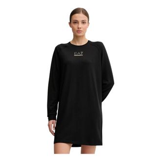 Emporio Armani Rundhals-Kleid mit langen &Auml;rmeln - - Dresses - Damen - Schwarzk - S