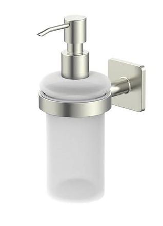 Lenz Seifenspender Vent in Nickel - Nachf&uuml;llbar - Tropffrei und leicht zu reinigen - Platzsparende Wandmontage - Zum Bohren oder Kleben - Pflegeleichte Obe