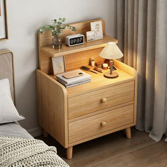 Generic Hoher Nachttisch, Nachttisch Mit Schubladen Und Verdickten Schrankbeinen Aus Massivholz, Doppelschichtige &ouml;Ffnung Zur Aufbewahrung for Arbeitszimmer, 