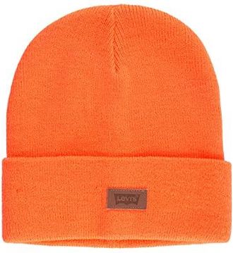 Levi's All-Season Hero Beanie Soft Knit Cuffed Winter Hat, Warm & Comfortable Everyday Style Bonnet, Orange Fluo, Taille Unique Mixte