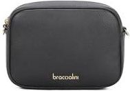 Braccialini Jinny Leather Sac à bandoulière en cuir de couleur noire avec une ligne compacte et minimaliste. Avec une bandoulière réglable avec chaîne qui ajoute 