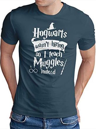 OM3 T-shirt Poudlard Wasnt Hiring so I Teach Muggles Instead - Homme - Inscription amusante - S - 5XL, denim, 4XL