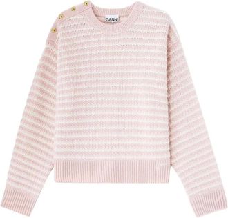 Ganni Femme, Pulls, Rose, Taille: 38 FR Pull Ray&eacute; en Laine M&eacute;lang&eacute;e