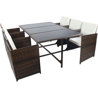 VCM 7-tlg Sitzgruppe Gartenm&ouml;bel Set Rattan