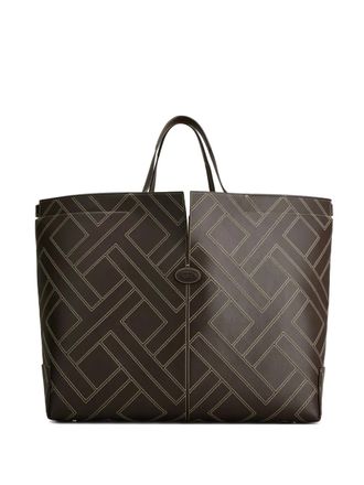Tod's grand sac cabas Di en maille intarsia - Marron