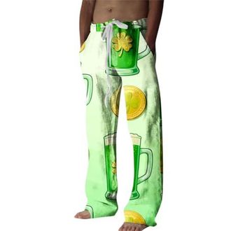 Generic Pantalon dentra&icirc;nement en coton et lin pour homme - Style d&eacute;contract&eacute; - Avec poche - Grande taille, Vert noir, XXL