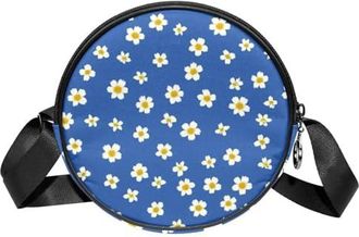 Generic Sac &agrave; bandouli&egrave;re rond pour femme, petit sac &agrave; bandouli&egrave;re &agrave; motif floral avec fermeture &eacute;clair, bretelles r&eacute;glables, sac &agrave; main rond d&eacute;contract&eacute; pour