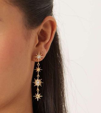 Orelia Boucles doreilles &eacute;toiles en plaqu&eacute; or avec cristaux-Dor&eacute;
