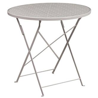 Flash Furniture Oia Klappbarer Terrassentisch aus Stahl, f&uuml;r drinnen und drau&szlig;en, 76,2 cm, Hellgrau