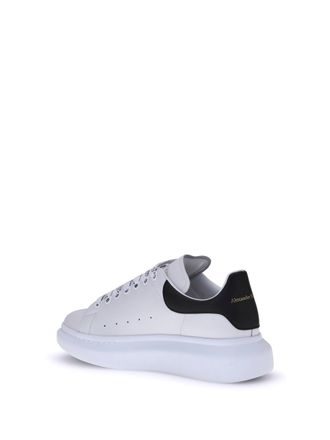 Alexander McQueen Mens Leather Sneakers White-Black Trainers White/black