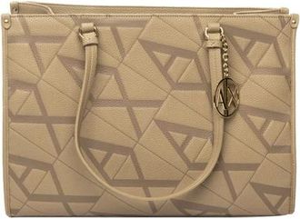 A|X Armani Exchange Femme, Sacs, Brun, Taille: ONE Size Sac &agrave; main en cuir marron avec d&eacute;tails dor&eacute;s