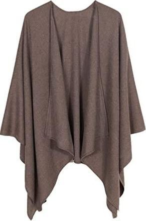 Generic Écharpe dextérieur pour femme - Couverture - Cardigan - Ouvert à lavant - Élégant poncho - Cape - Pince, marron, taille unique