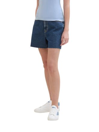 Tom Tailor Damen Mom High Waist Jeans Shorts, Used Dark Stone Blue Denim, XXL