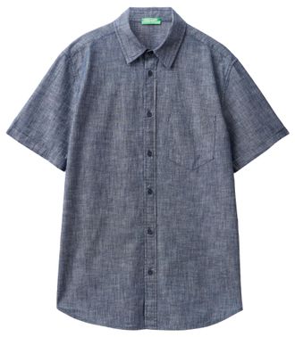 Benetton Herren Camicia 5wv1uq03p Hemd, blau, XL
