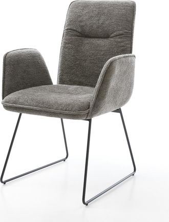 DELIFE Esszimmerstuhl Vinja-Flex Boucl&eacute; Soft Schlamm Kufengestell Schwarz, Esszimmerst&uuml;hle