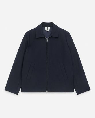 Arket Rei&szlig;verschlussjacke Aus Wolle Und Baumwolle -Blau