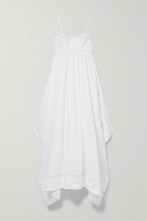 A.L.C. Blanca Asymmetrisches Maxikleid Aus Baumwolle Mit H&auml;keleins&auml;tzen - Wei&szlig;