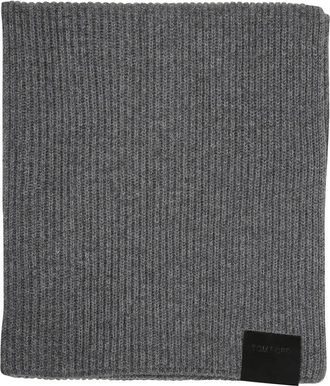 Tom Ford Tücher & Schals - Ribbed Scarf With Leather Logo Tag - Gr. unisize - in Grau - für Damen