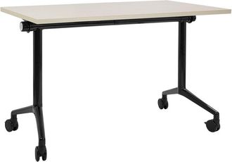 Beliani Zusammenklappbarer Schreibtisch CAVI Hellbraun 120 cm 60 cm mit R&auml;dern