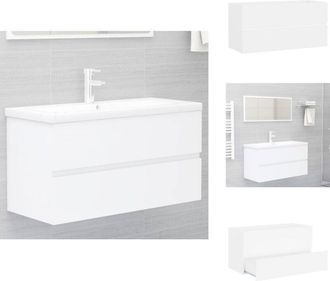 vidaXL Vidaxl - Armoire d&eacute;vier Blanc 90x38,5x45 cm Bois ding&eacute;nierie - Meuble De Salle De Bain - Armoire Lavabo - Rangement Salle De Bain - Meuble Vasque