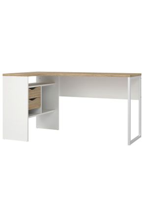 MID.YOU Mid.you Eckschreibtisch, Wei&szlig;, Eiche, Holzwerkstoff, Holzoptik, 2 Schubladen, rechteckig, Kufe, 81x76.8x145.1 cm, Arbeitszimmer, Schreibtische, Ecksch